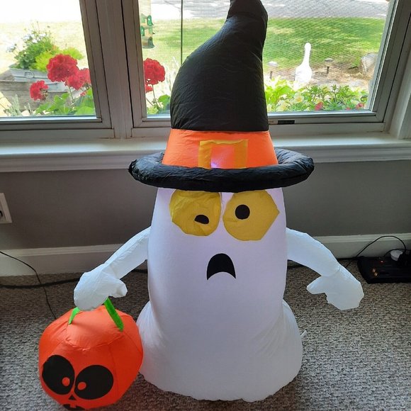 Gemmy | Holiday | Gemmy Halloween Witch Ghost Pumpkin Led Airblown Inflatable 35 Tall | Poshmark
